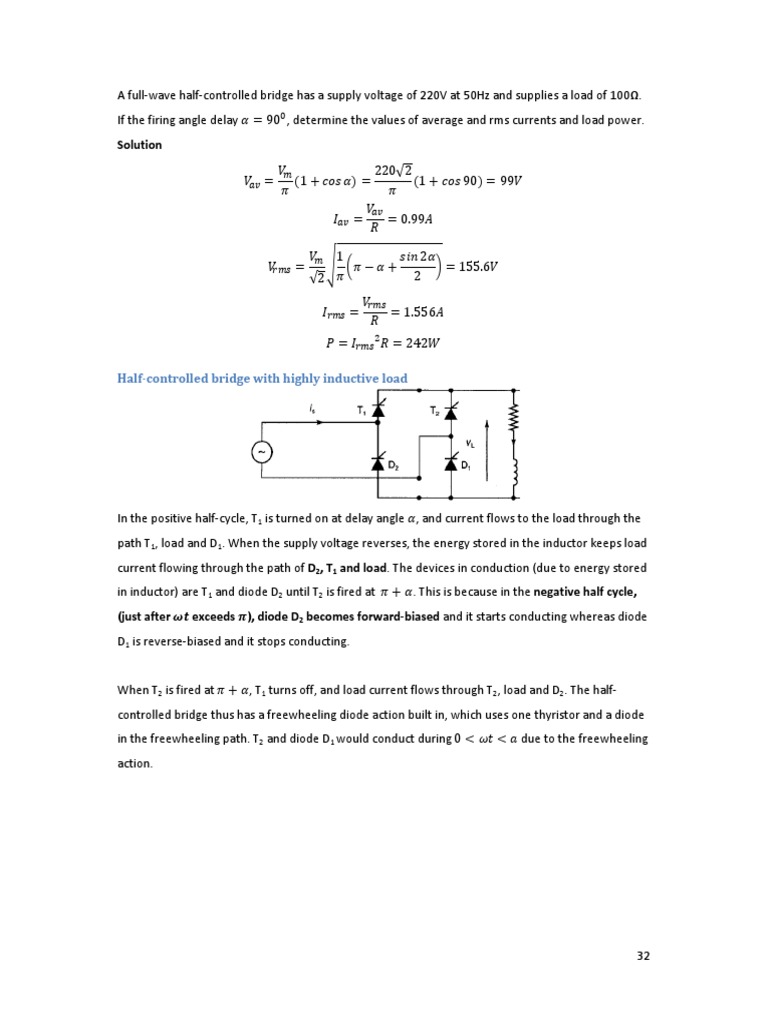 Analysis Of A Half Controlled Bridge Driving A Highly Inductive Load