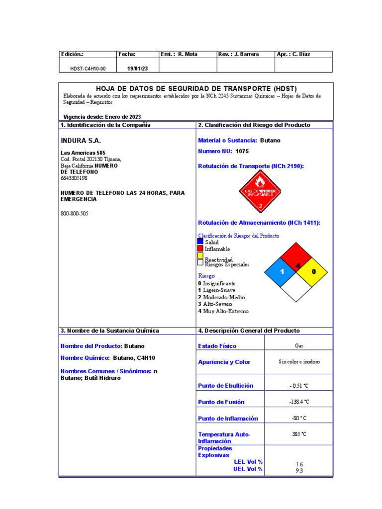 HDS Gas Butano PDF | PDF | Oxígeno | Naturaleza