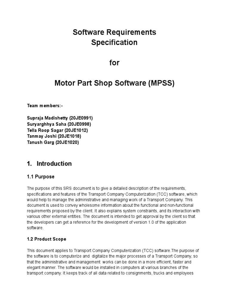 Managing Motor Parts with Efficiency: A Software Requirements ... Managing Motor Parts with Efficiency: A Software Requirements ...