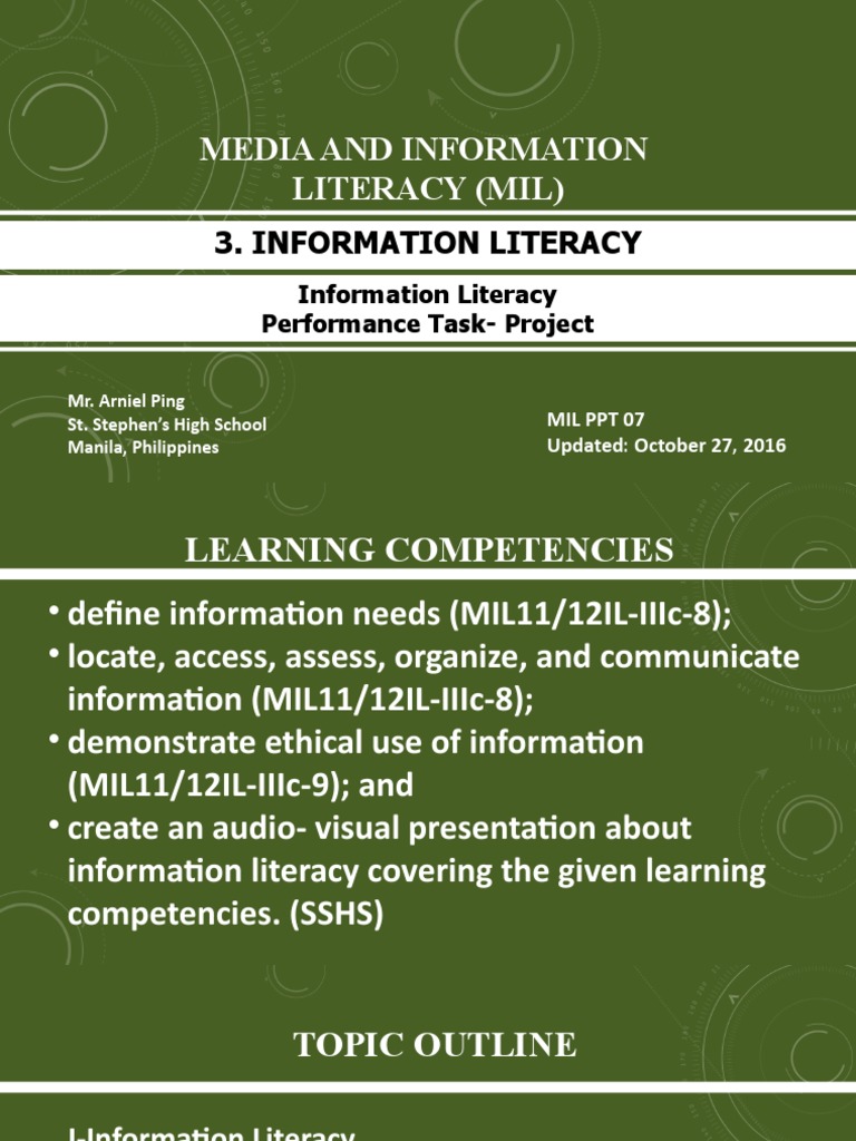 Information Literacy - Information Literacy and Performance Task - Project | PDF | Information ...