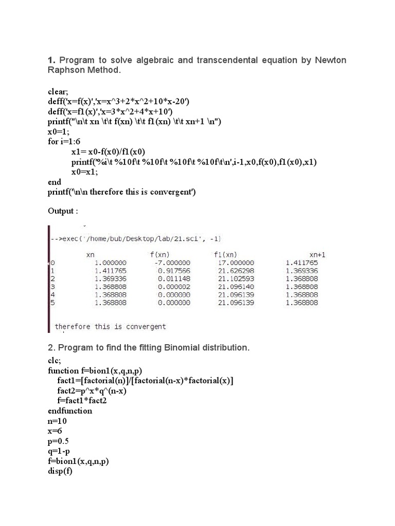 Scilab Program With Output | PDF Scilab Program With Output | PDF