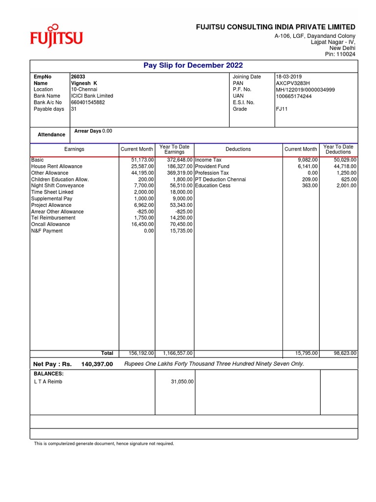 Payslip Dec 2022 | PDF | Economies | Government