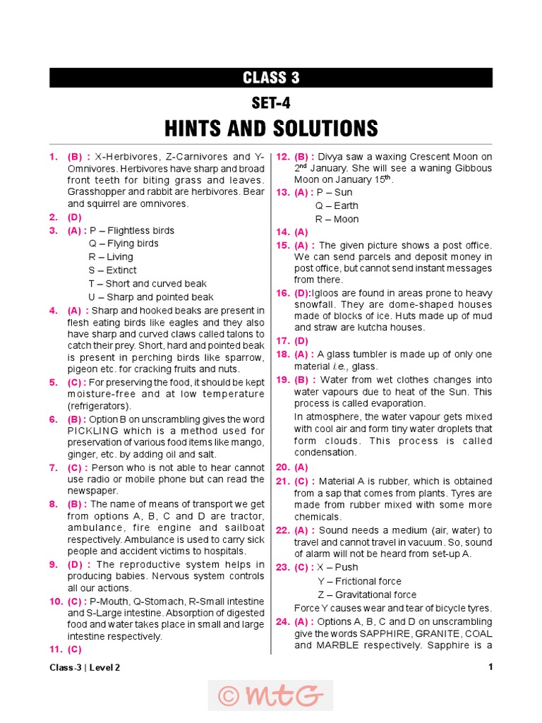 Nso Level2 Solution Class 3 Set 4 | PDF Nso Level2 Solution Class 3 Set 4 | PDF