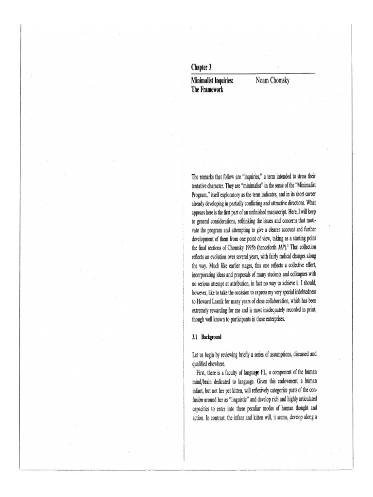 Chomsky Minimalist Inquiries | PDF