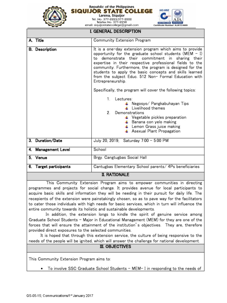 Activity Design For Extension | PDF