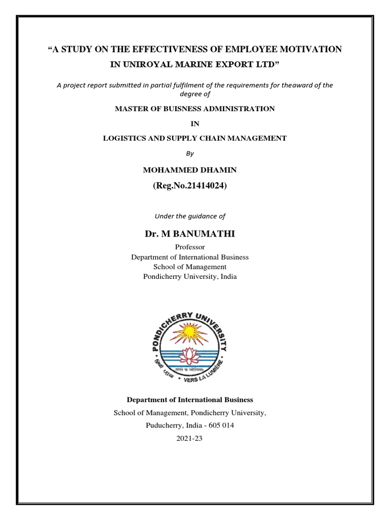 Logistics Project Model | PDF | Motivation | Motivational