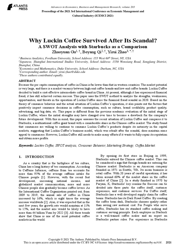 Why Luckin Coffee Survived After Its Scandal A SWO | PDF | Consumer ...