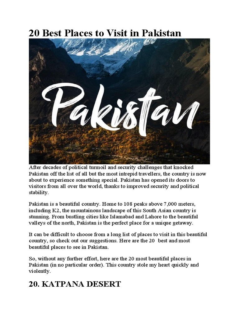 10 Best Places To Visit Pakistan | Download Free PDF | Pakistan