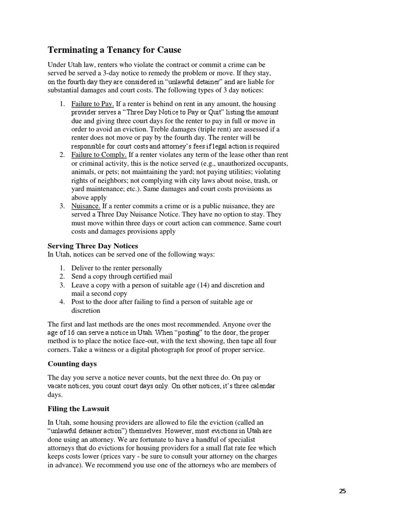 Terminating A Tenancy For Cause | PDF | Eviction | Common Law