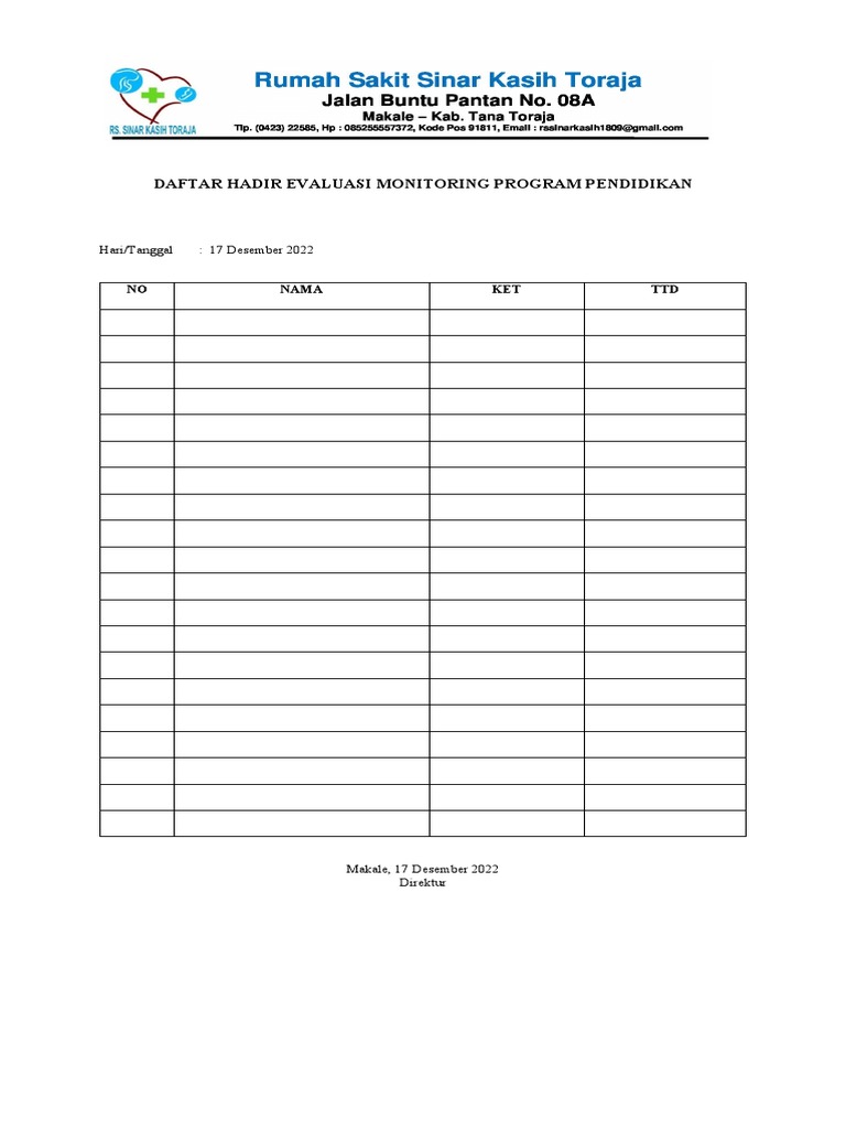Daftar Hadir Evaluasi Monitoring Program Pendidikan | PDF