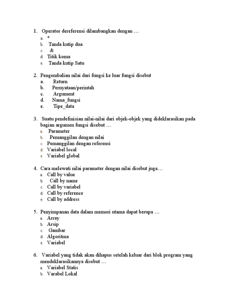 Soal Uas Pemrograman Dasar | PDF