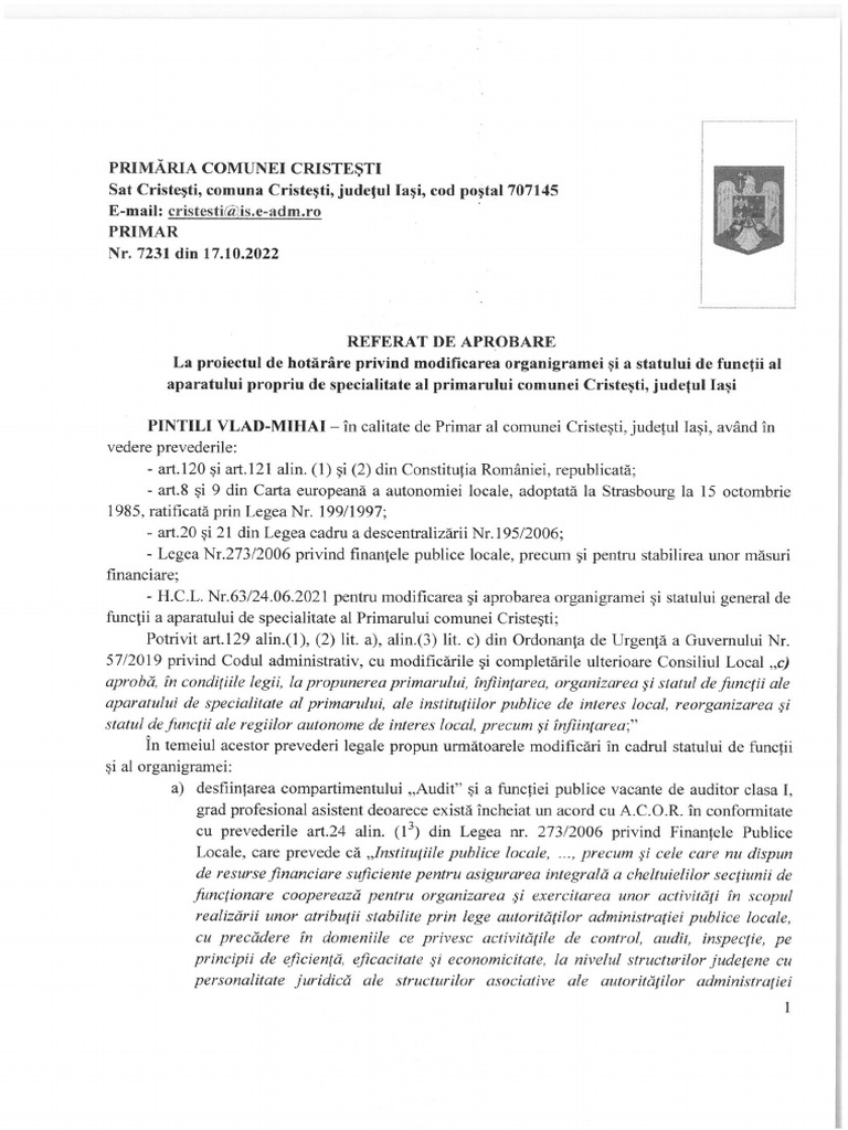 Referat de Aprobare | PDF