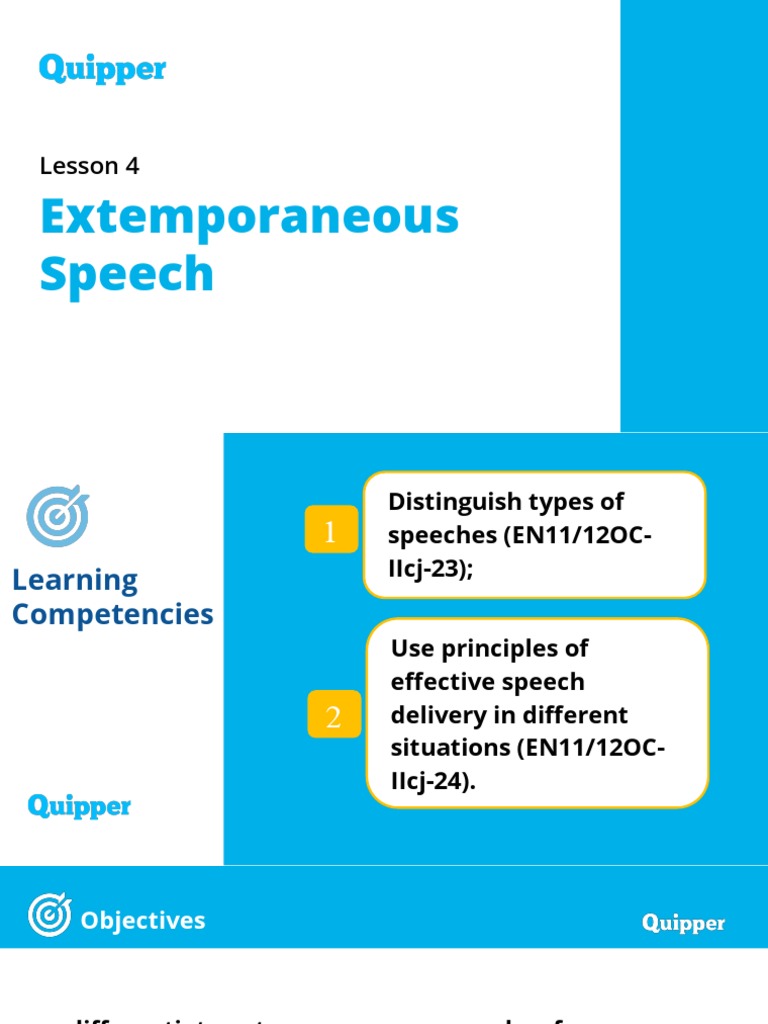 Oral Communication - Unit 10 - Lesson 4 - Extemporaneous Speech | PDF ...