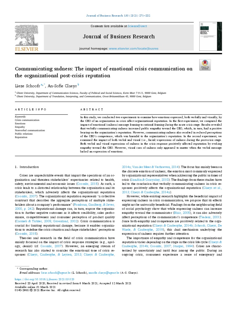 6c. Communicating Sadness - The Impact of Emotional Crisis ...