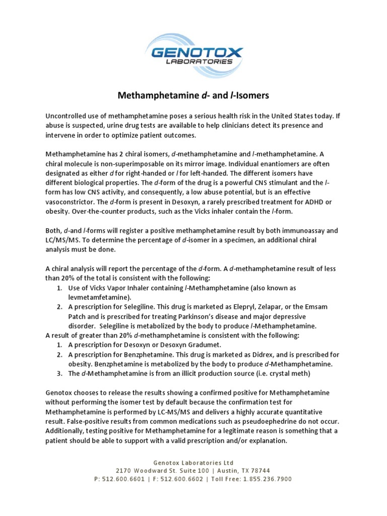 Methamphetamine Isomers: d vs l Forms | PDF | Methamphetamine ...
