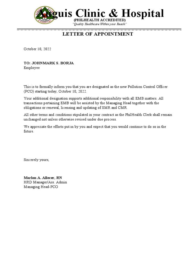 Letter of Appointment | PDF