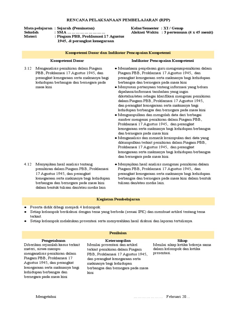 RPP Piagam PBB, Proklamasi 17 Agustus 1945, - Perangkat Kenegaraan OK | PDF