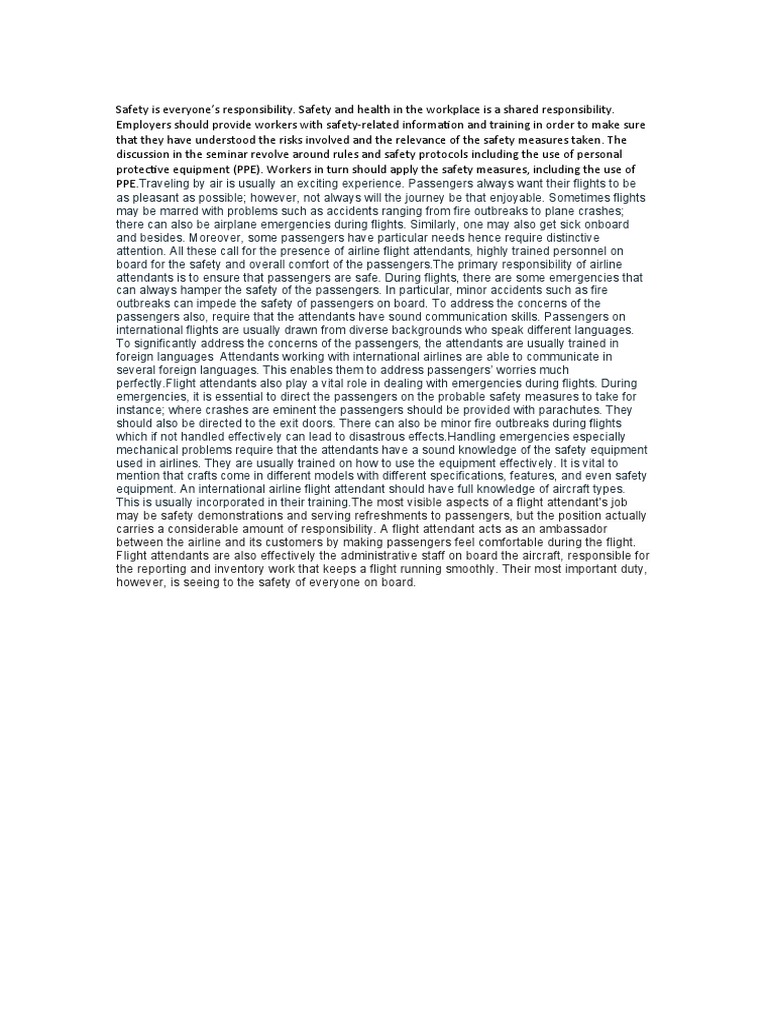 Synthesis Paper | PDF | Flight Attendant | Safety