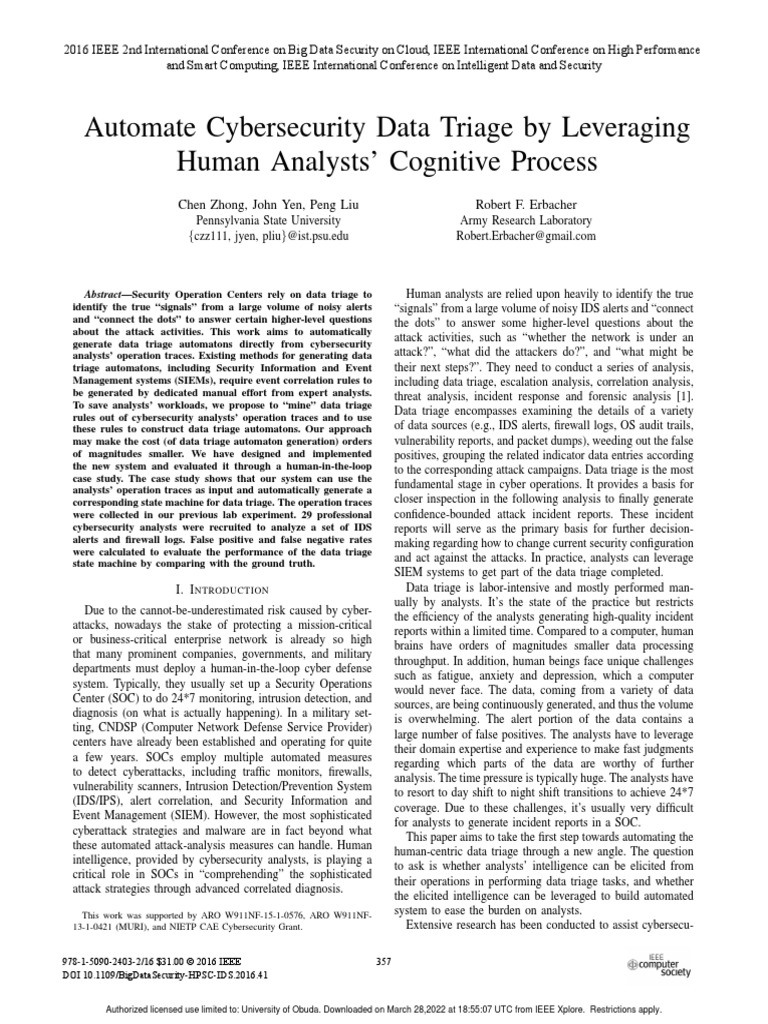 1 - A - Automate - Cybersecurity - Data - Triage - by - Leveraging - Human - Analysts ...