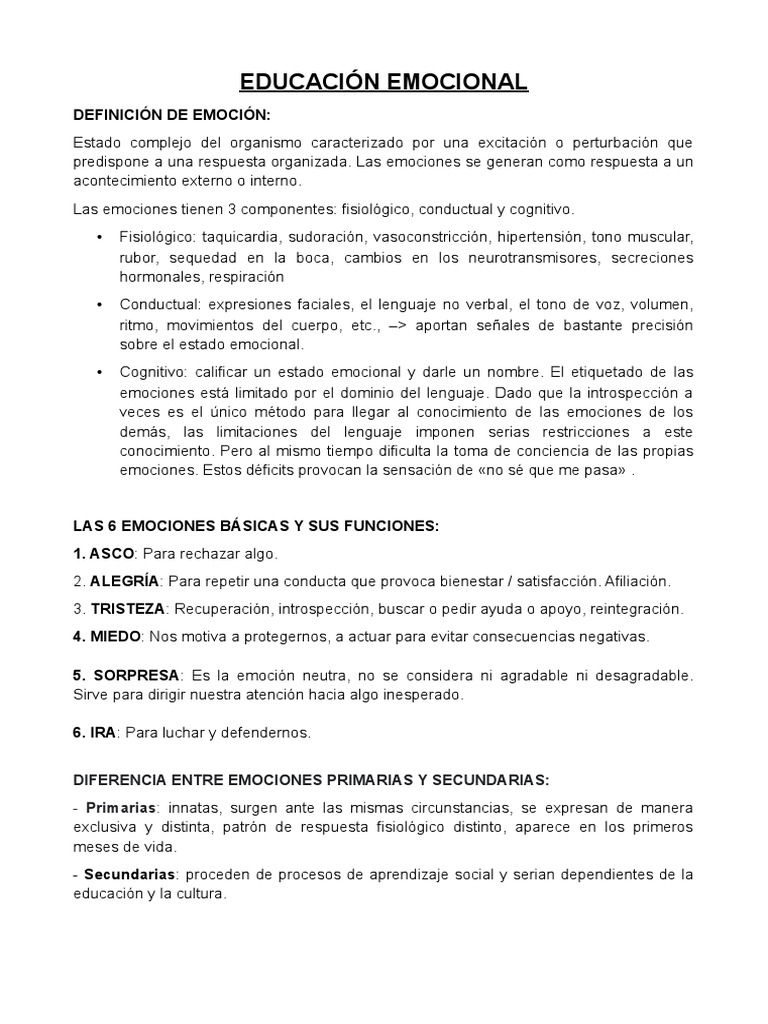 Educación Emocional Pdf Las Emociones Ciencia Cognitiva