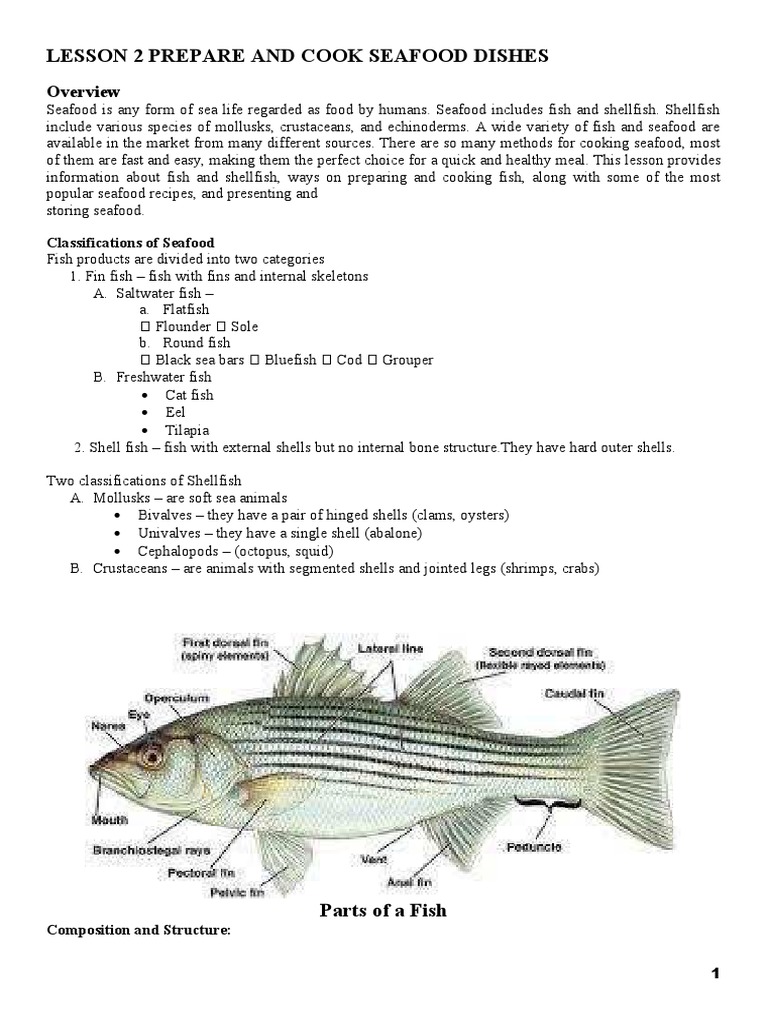Lesson 2 Prepare and Cook Seafood Dishes Tle 10 | PDF | Shellfish | Seafood
