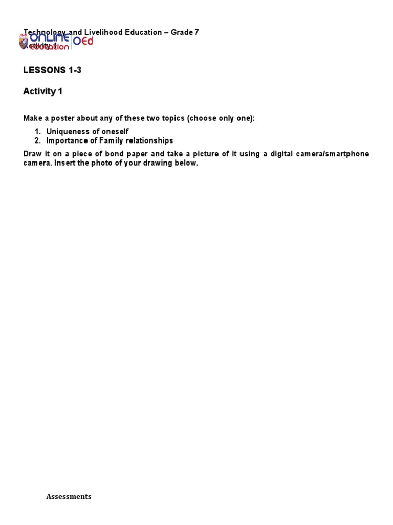 TLE Grade 7 Activity 1 PT (Week 1-3) | PDF