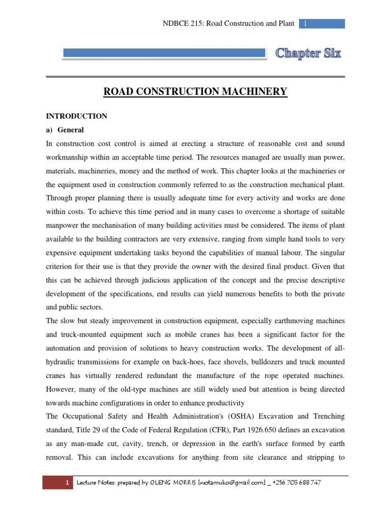 Chapter 6 - Road Construction Machinery | PDF | Loader (Equipment) | Equipment