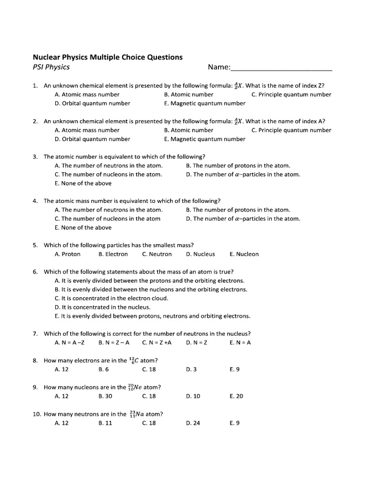 Nuclear Physics Mcqs | PDF