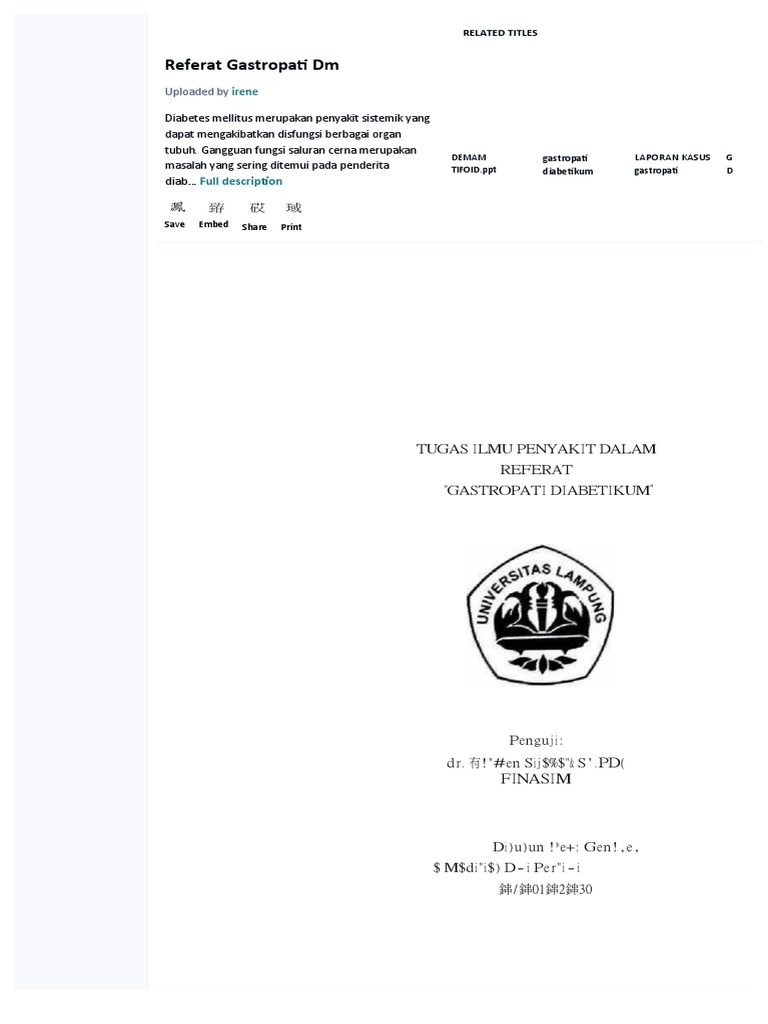 PDF Referat Gastropati DM | PDF