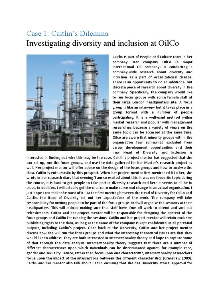 Case 1-Caitlin Research Dilemma | PDF | Focus Group | Intersectionality