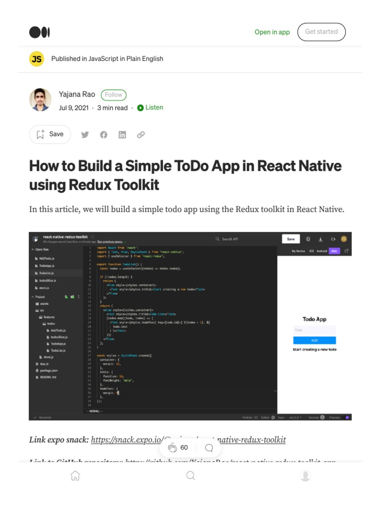 How To Build A Simple Todo App In React Native Using Redux Toolkit By