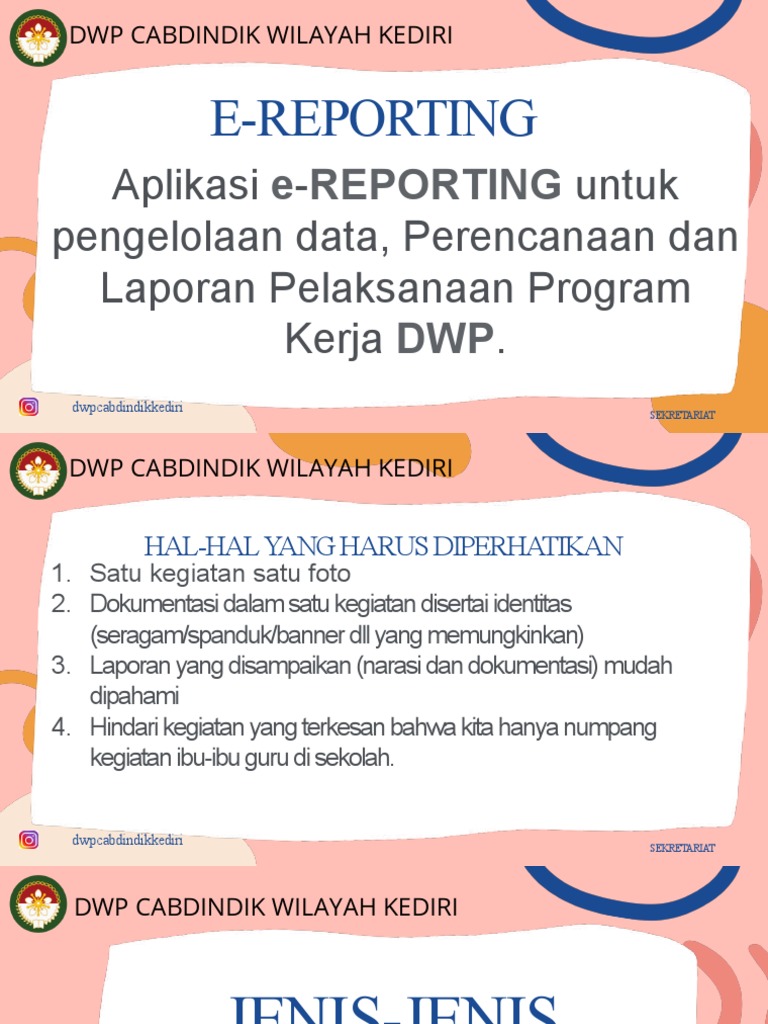 Jenis-Jenis Kegiatan Di E-Reporting | PDF