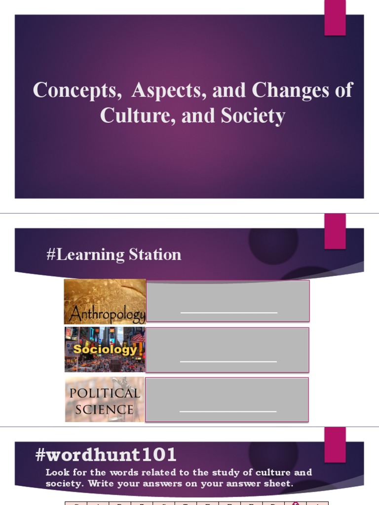 UCSP Lesson 2 Concepts Aspects and Changes of Culture and Society | PDF ...