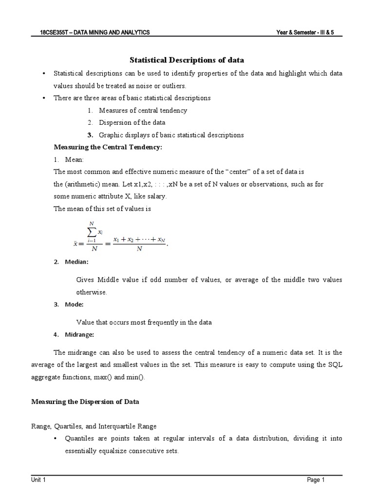 Data Mining | Download Free PDF | Quartile | Statistics