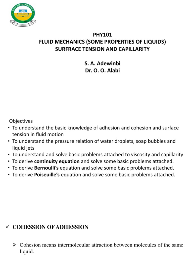 Mechanical Properties of Fluids Overview | PDF | Surface Tension | Liquids