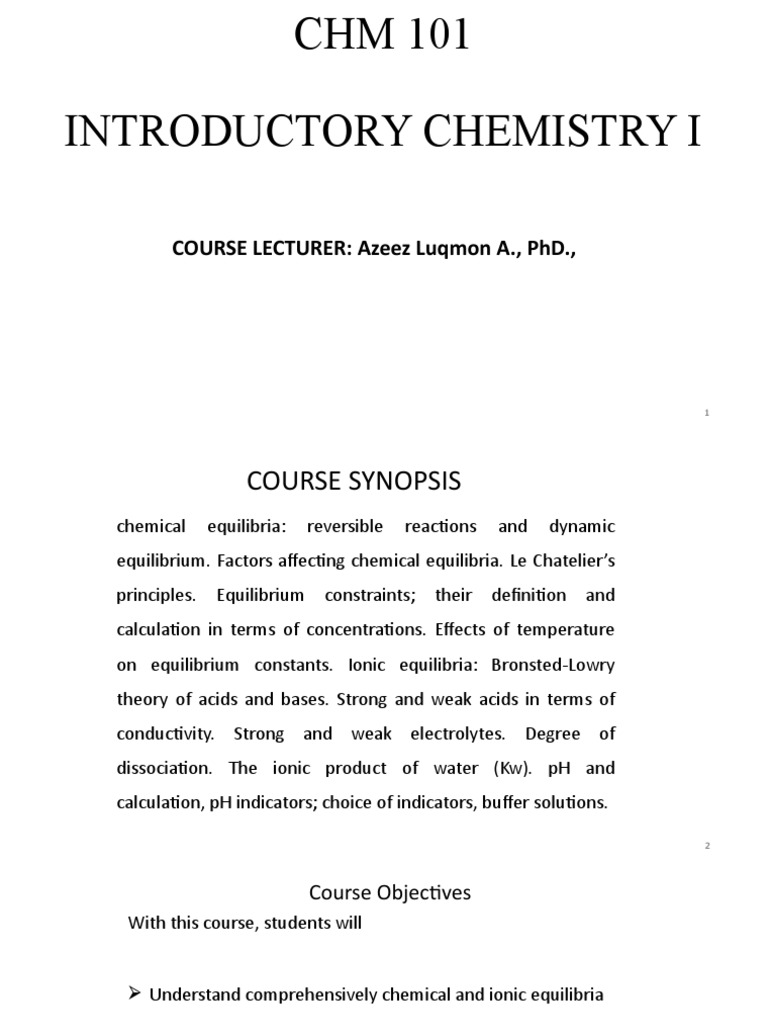101 CHM Equal | PDF | Buffer Solution | Chemical Equilibrium