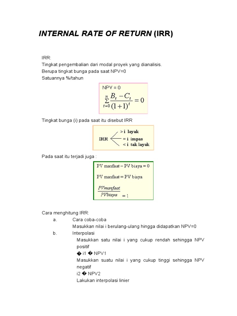 Rumus Interpolasi IRR dan NPV | PDF