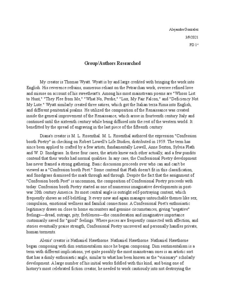 Group Essay | PDF | Poetry