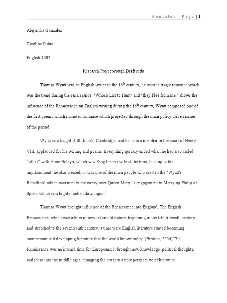 Research Project Draft - Thomas Wyatt (REDO) | PDF