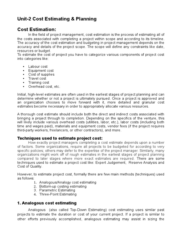 Estimating | Download Free PDF | Project Management | Business Estimating | Download Free PDF | Project Management | Business