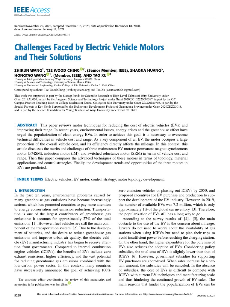 Challenges Faced by Electric Vehicle Motors and Their Solutions ...