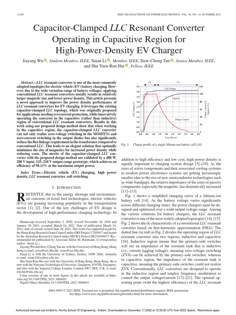 Capacitor-Clamped LLC Resonant Converter Operating in Capacitive Region ...