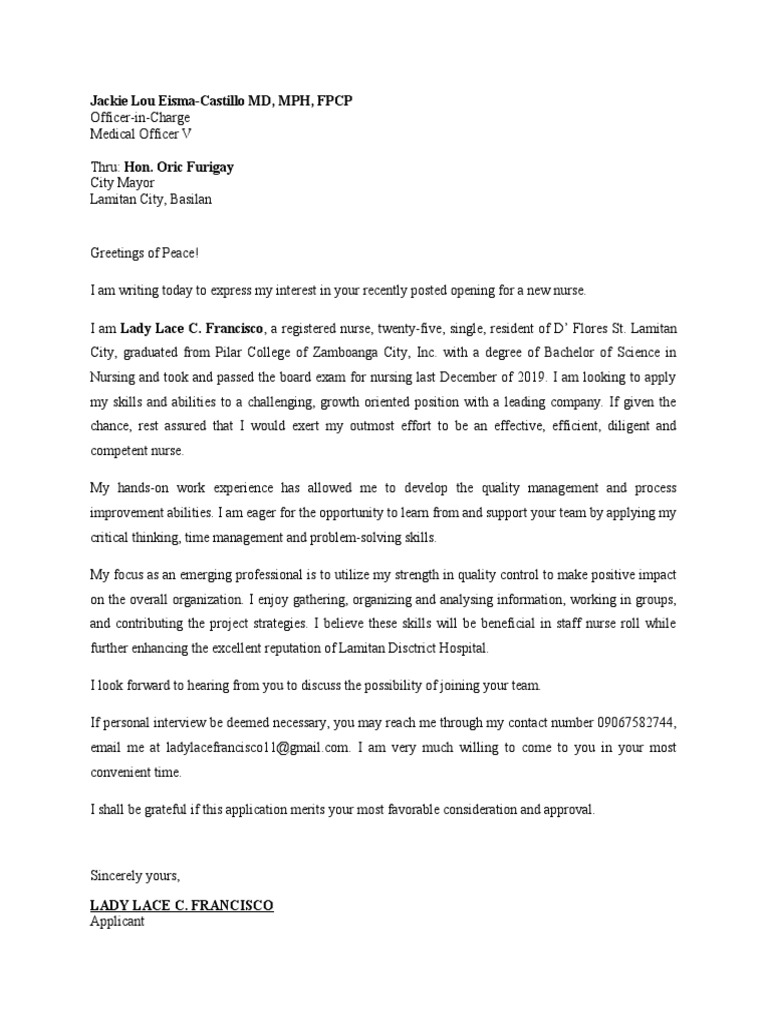 LAdy Application Letter | PDF