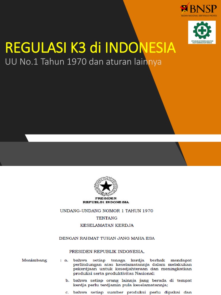 Regulasi K3 di Indonesia: UU dan Aturan | PDF