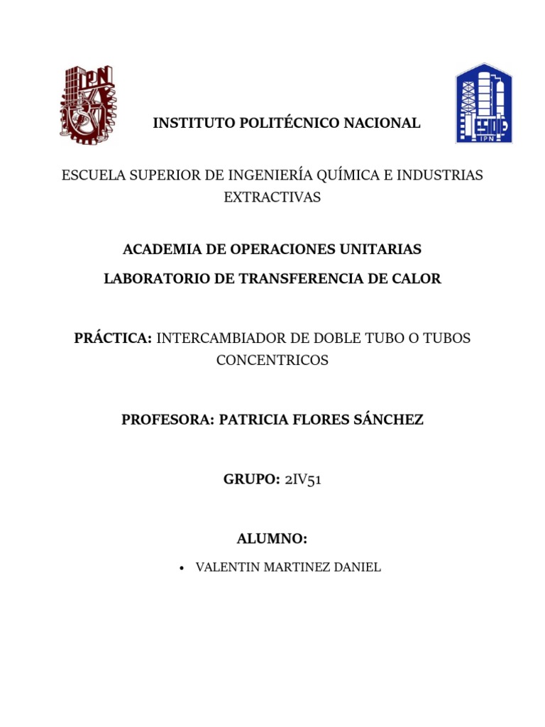 Práctica Tubos Concentricos | PDF | Intercambiador de calor | Química
