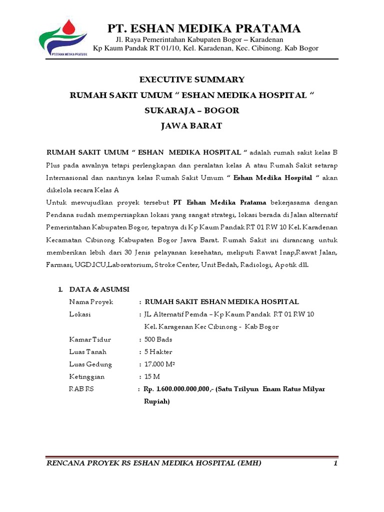 EXECUTIVE SUMMARY DLL - ESHAN MEDIKA TOTAL | PDF | Kesehatan Holistik