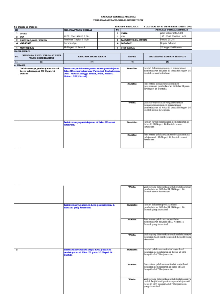 Form SKP JA Kuantitatif - GURU | PDF