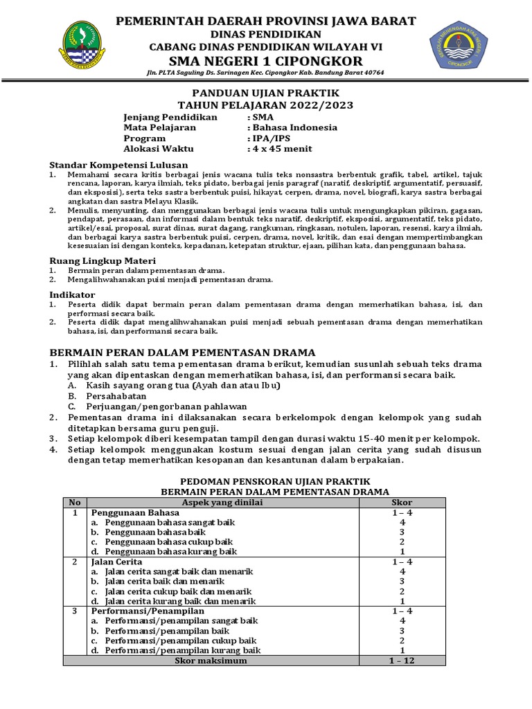 Panduan Ujian Praktik 2023 | PDF