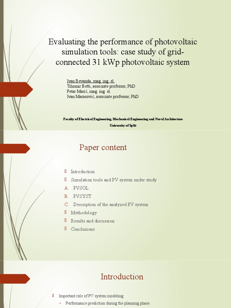 PV Simulation Tools Performance Study | PDF | Photovoltaic System ...