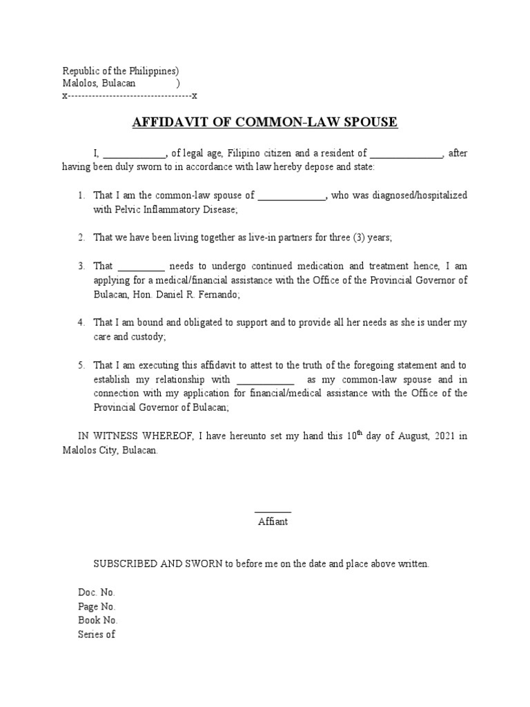 Affidavit of Common-Law Spouse | PDF | Social Science